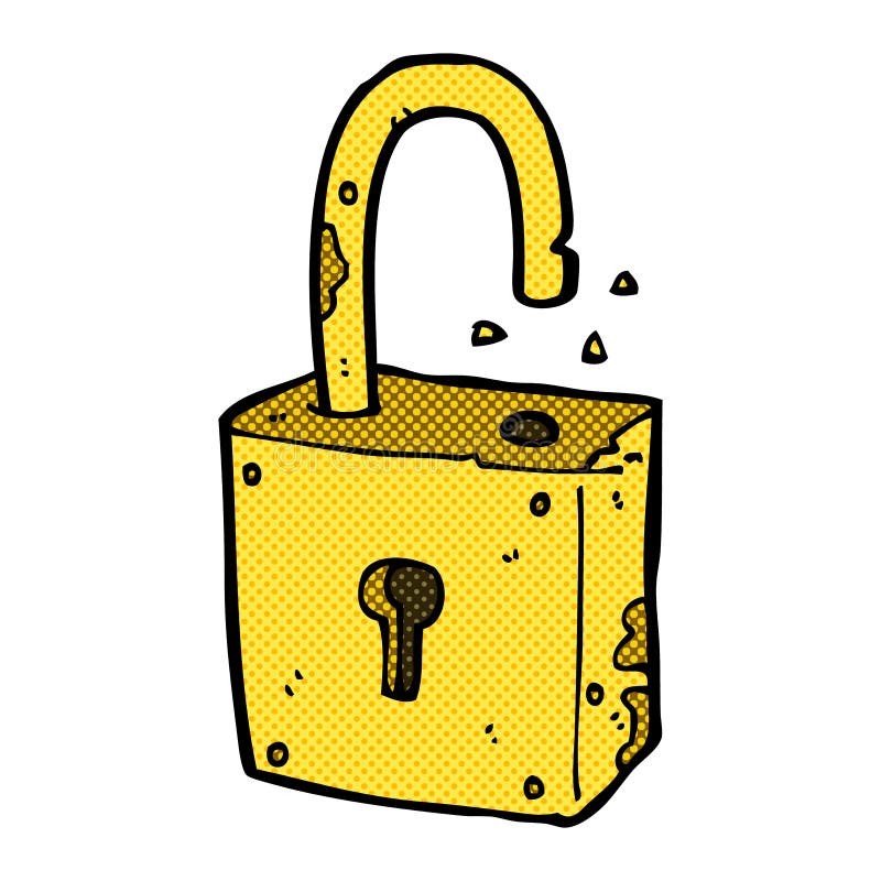 Caroon rusty old padlock stock vector. Illustration of retro - 37011798