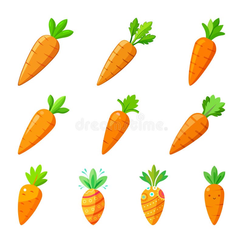 Carottes Monogrammes Designs Set Cute Carrot Logos Designs Silhouette ...