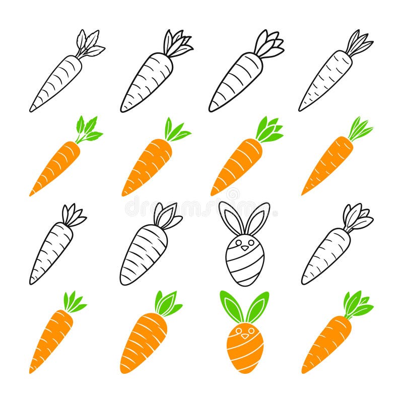 Carottes Monogrammes Designs Set Cute Carrot Logos Designs Silhouette ...