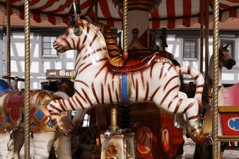 Carousel Zebra stock photo. Image of amusement, play - 23139372
