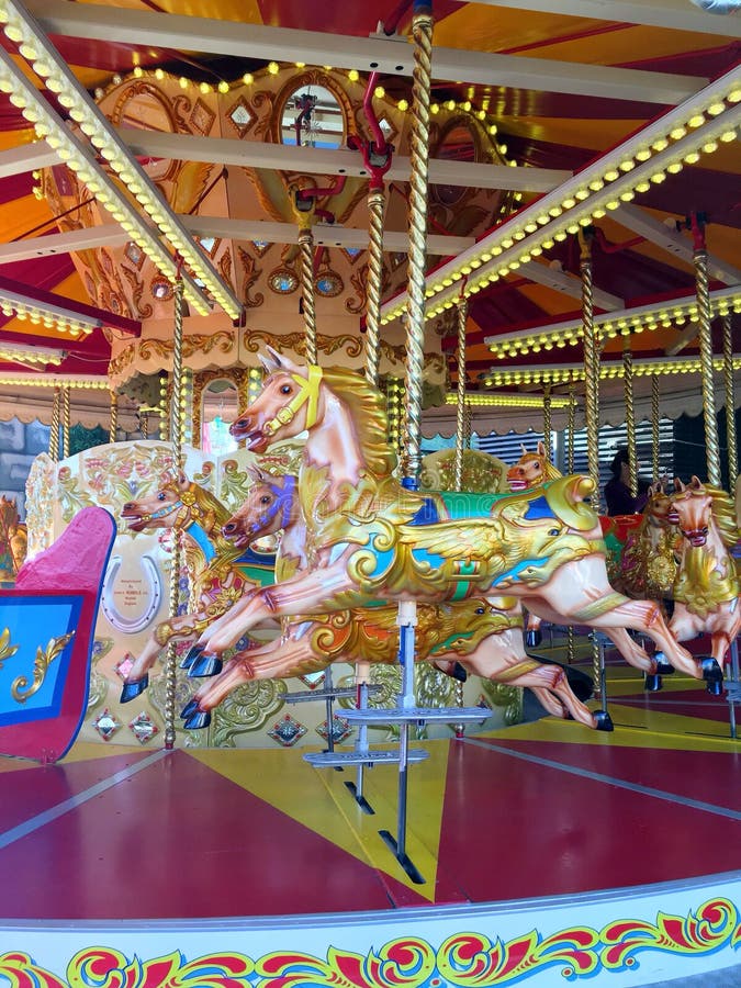The Carousel at the Amusement Park Editorial Stock Image - Image of ...