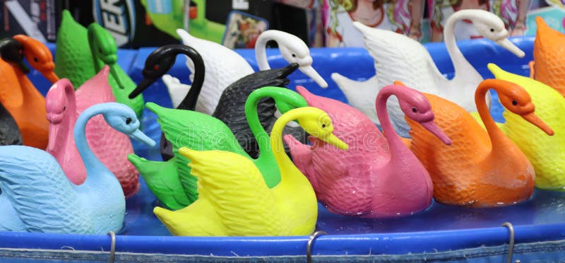 Carousel Amusement Park Fishing Attraction Numbered Swans- Stock Photo ...