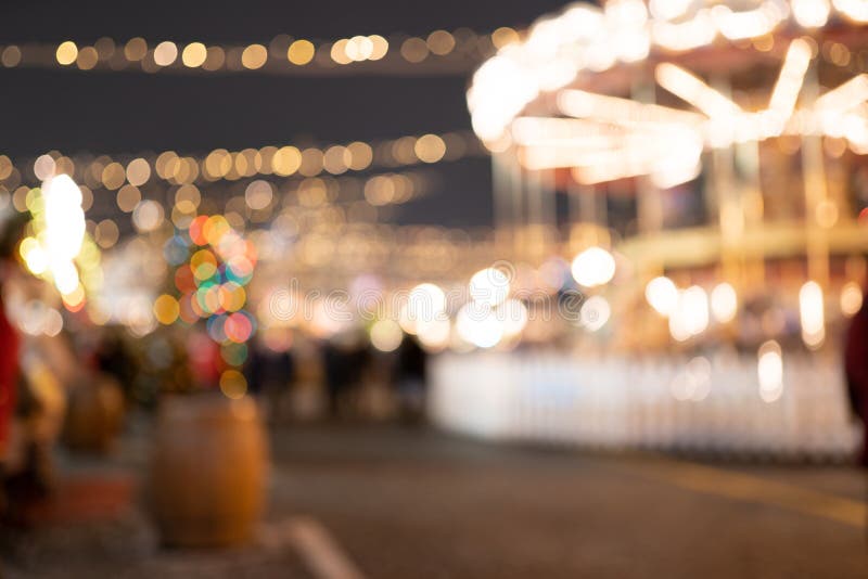 Carousel with Burning Lights, Blurred Image. Stock Photo - Image of ...