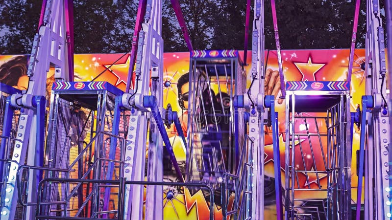 Carousel cage funfair stock footage. Video of merry - 260138058