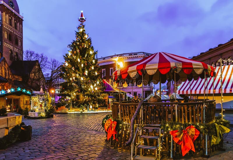 Carousel at Christmas Market on Dome Square Xmas Tree Riga Stock Image ... Carousel at Christmas Market on Dome Square Xmas Tree Riga Stock Image ...