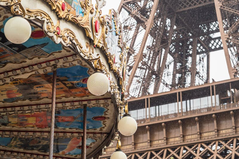 Carousel of the Eiffel Tower in Autumn in the Rain in Paris 1 Editorial ... Carousel of the Eiffel Tower in Autumn in the Rain in Paris 1 Editorial ...