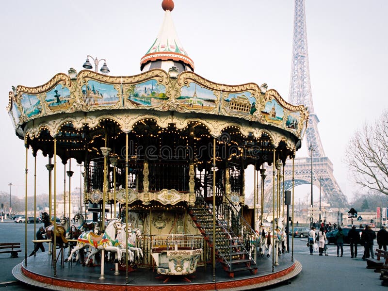 Carousel and Eiffel Tower in Paris, France Editorial Photography ...