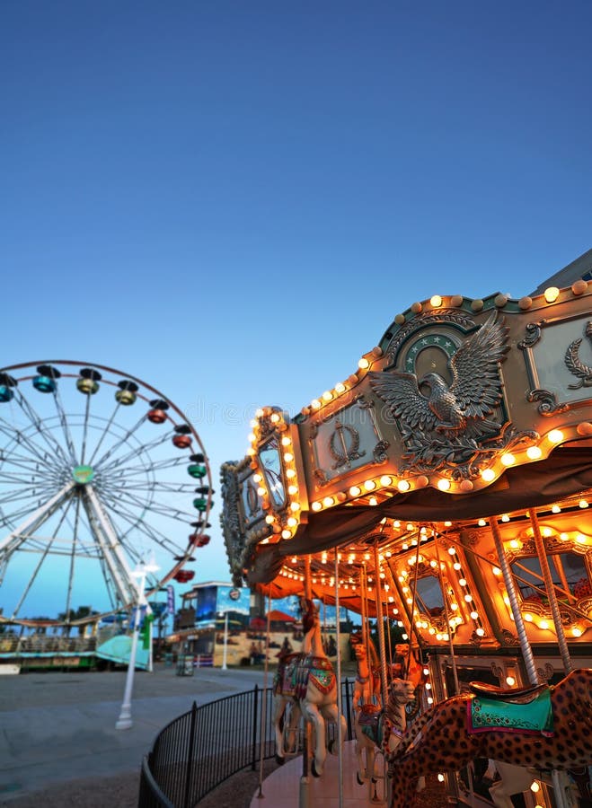 The Carousel and Ferris Wheel at the Boardwalk in Carolina Beach, North ...