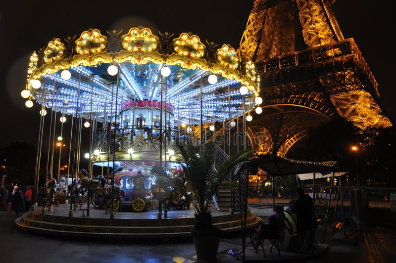 Carousel in Front of the Eiffel Tower - Paris, France Editorial Image ...