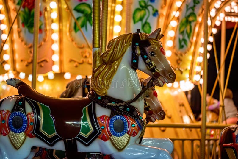 Carousel at fun fair stock photo. Image of jolly, coloful - 102451944