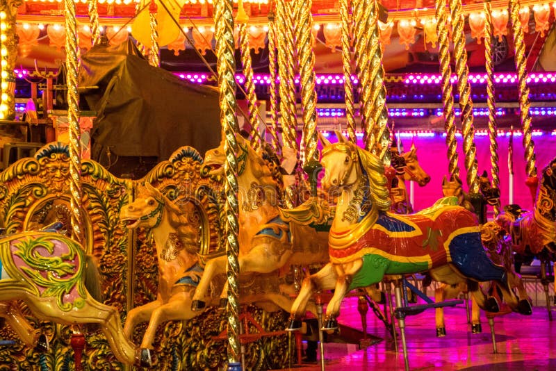 Carousel Funfair Ride stock photo. Image of british - 166966706