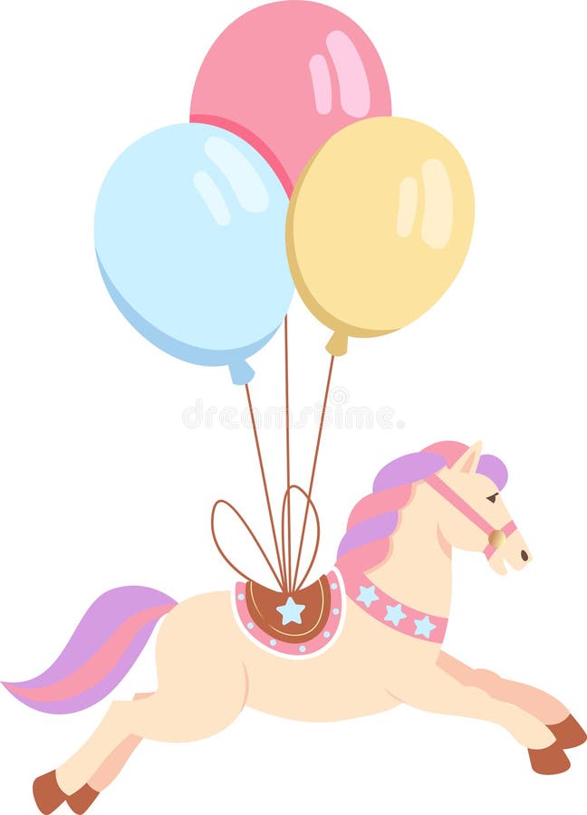 Carousel Horse with Balloons Stock Vector - Illustration of ride ...