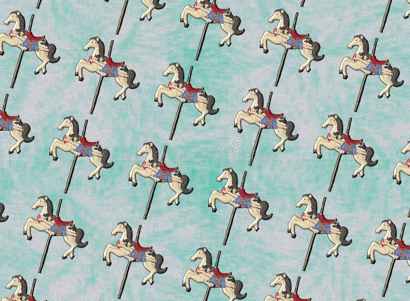 Carousel Horse Pattern Background Stock Image - Image of green, think ...