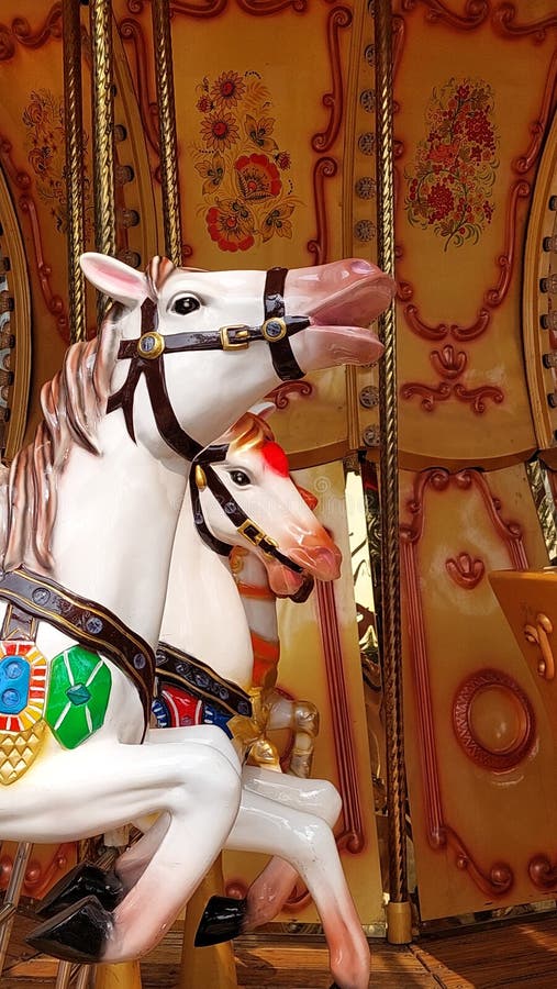Carousel Horse Themepark Carnaval White Horse Stock Image - Image of ...