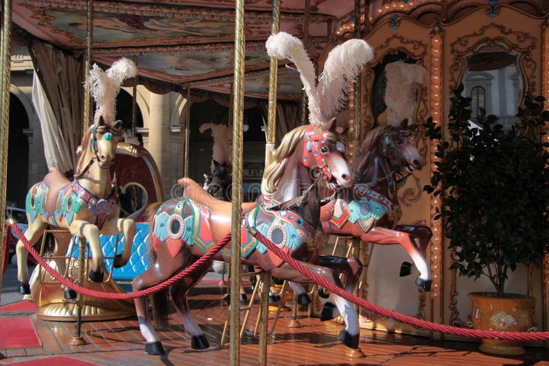 Carousel Horses on Traditional Fun Fair Ride Stock Photo - Image of ...