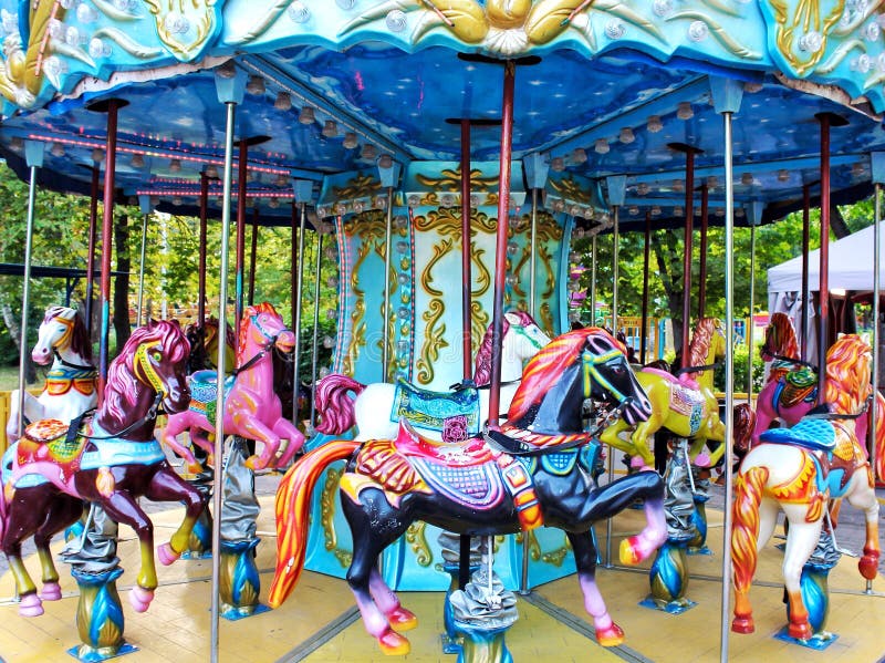 Carousel stock image. Image of horses, childhood, carousel - 56739641