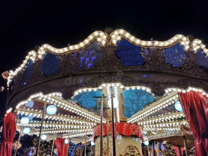Carousel with Lights and Animals for Children Stock Image - Image of ...