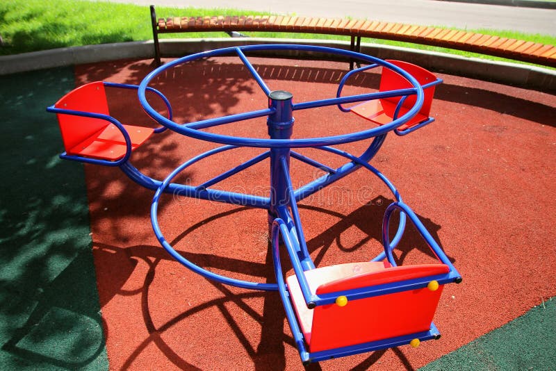 Carousel, Located on the Playground. Stock Image - Image of childhood ...