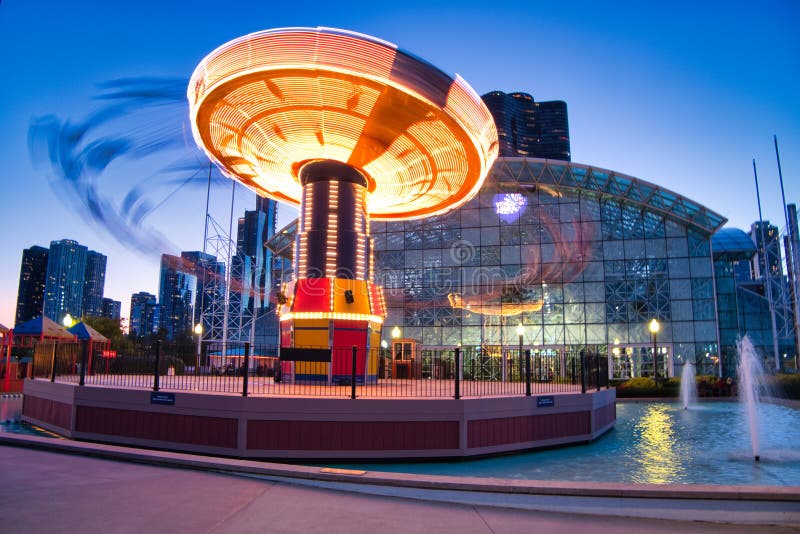 Carousel on a Long Exposure at Evening Stock Image - Image of darkness ...