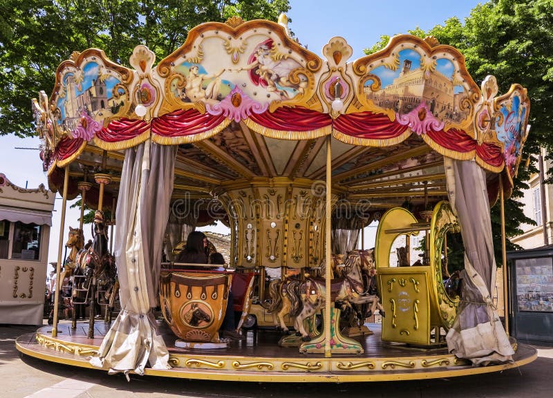 Carousel on the Main Square in Assisi, Italy Editorial Photography ...