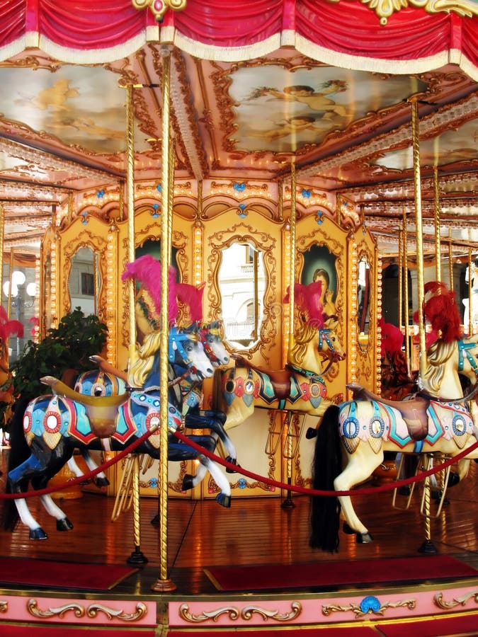 Carousel Merry-go-round Painted Horses Ride Stock Image - Image of ...