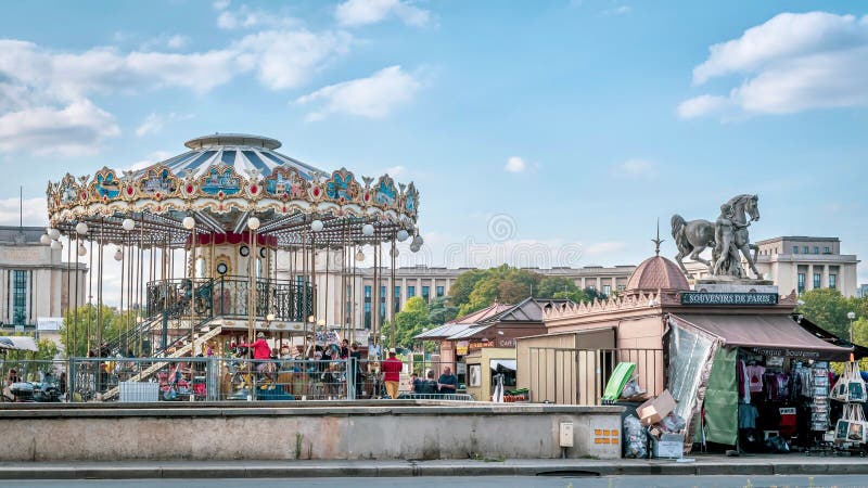 Carousel in a Public Park in Paris, France Editorial Photography - Illustration of entertainment ...