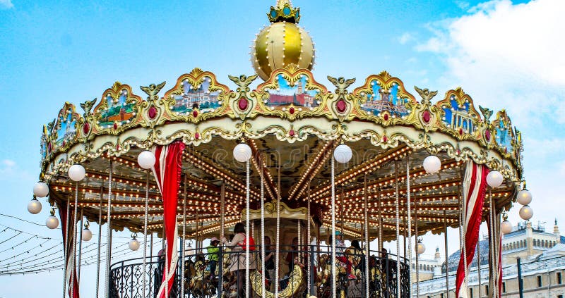 Carousel on the red square stock image. Image of landmark - 150047365