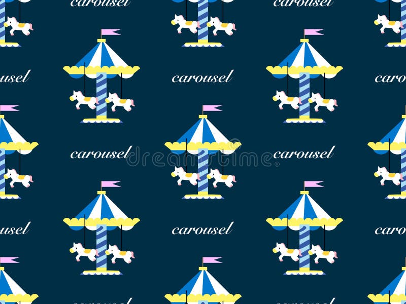 Carousel Seamless Pattern on Blue Background Stock Illustration ...