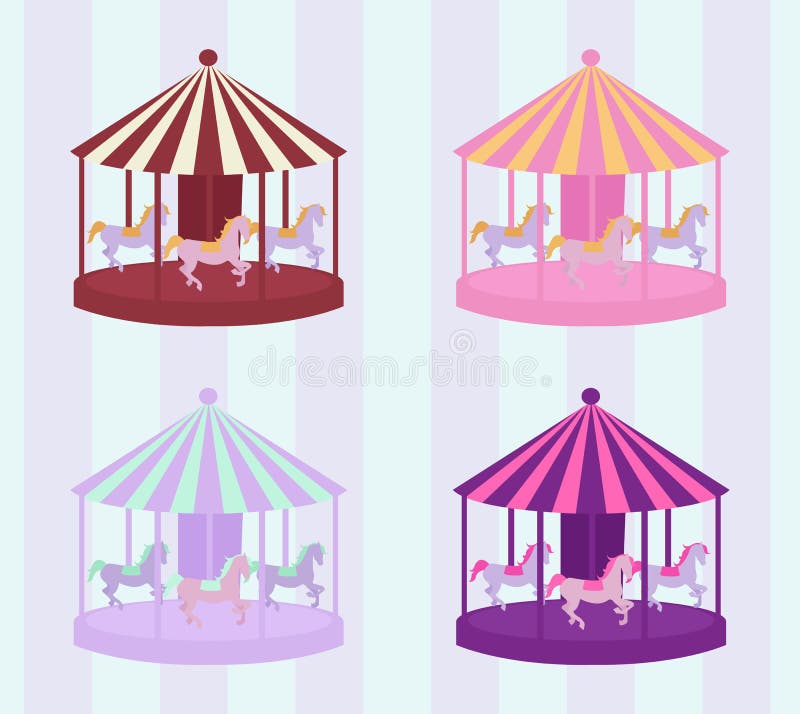 Carousel set stock vector. Illustration of horses, holiday - 42648171