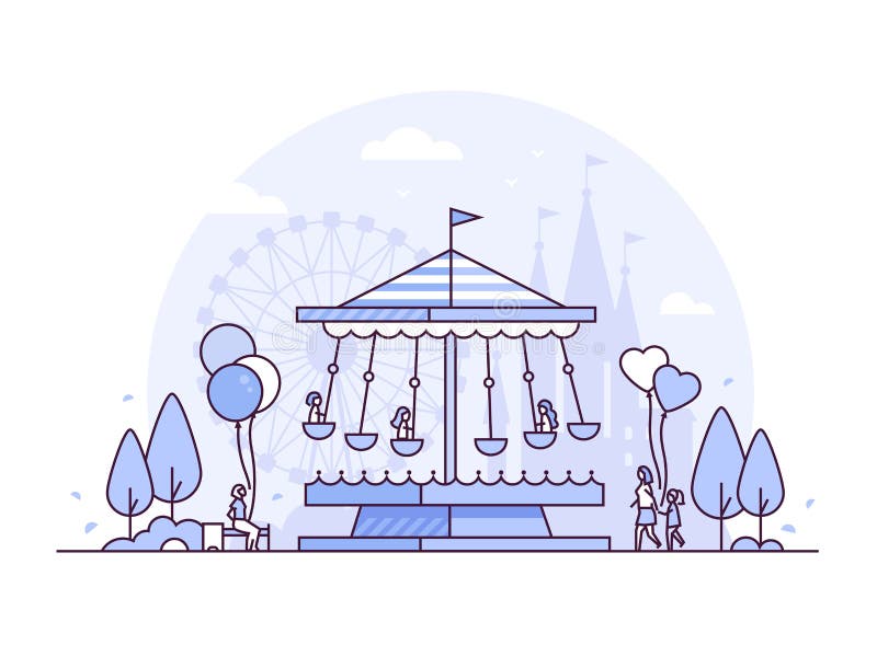 Carousel - Thin Line Design Style Vector Illustration Stock Vector ...