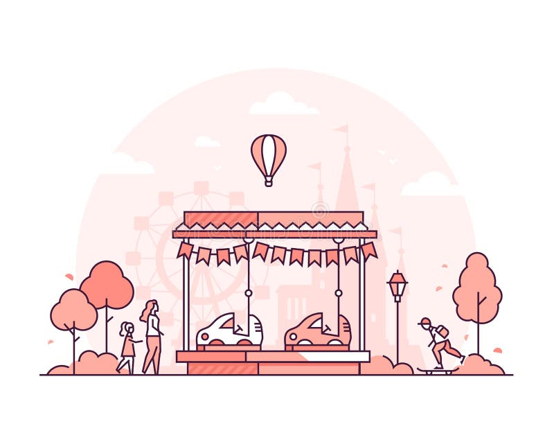 Carousel - Thin Line Design Style Vector Illustration Stock Vector ...