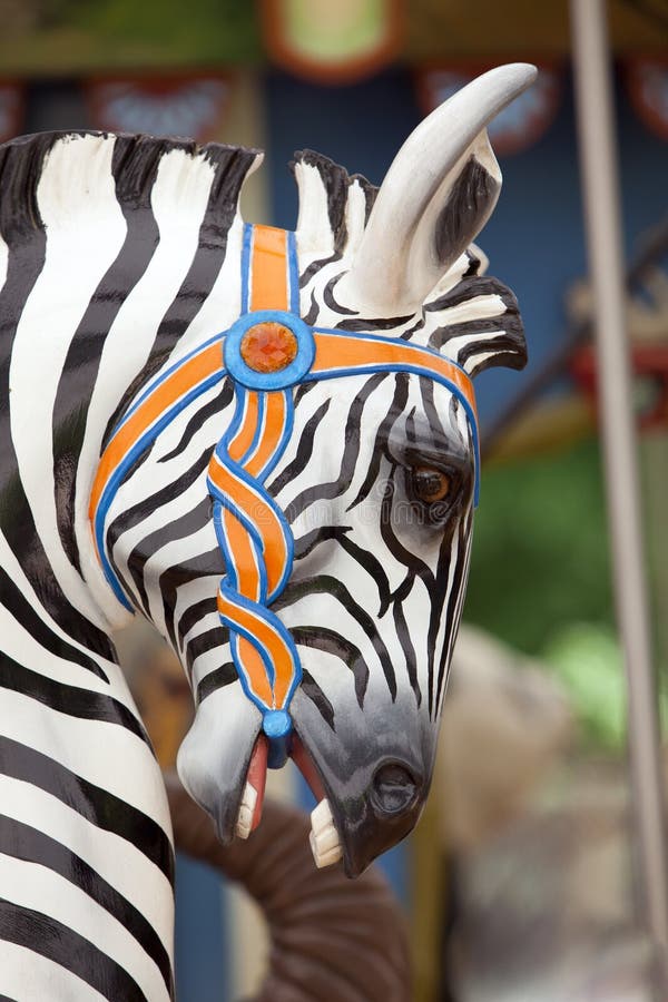 Carousel Zebra stock photo. Image of amusement, play - 23139372