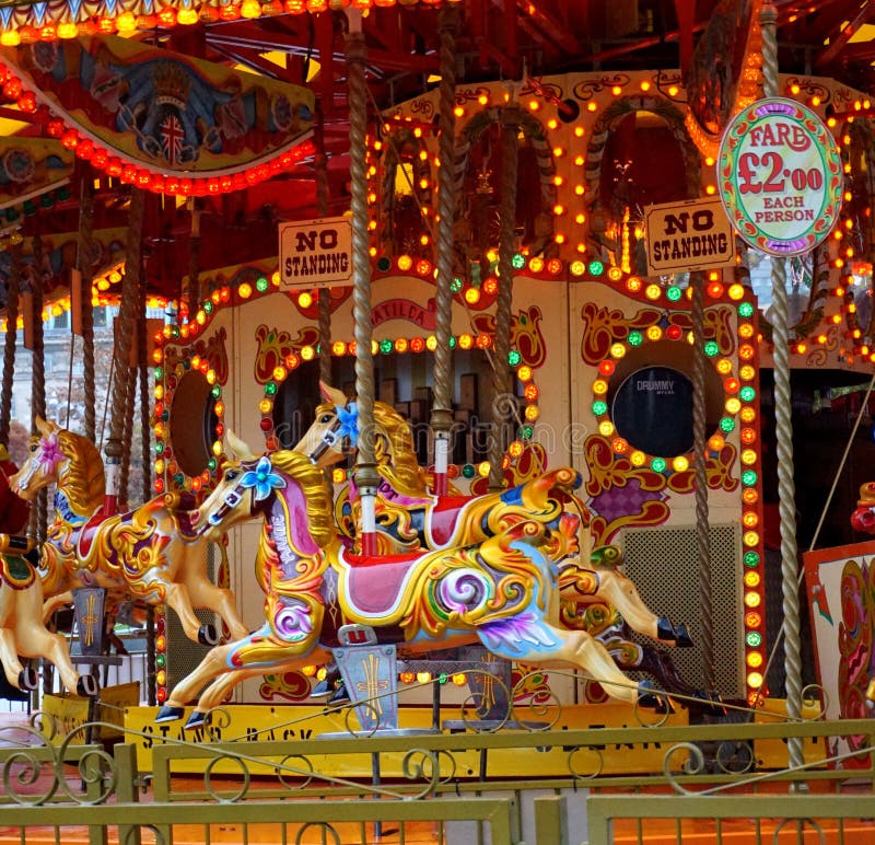 Old London carousel stock image. Image of merry, wooden - 17630209