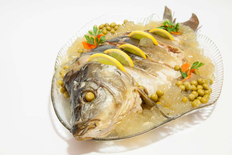 Carp in aspic stock image. Image of party, plate, lemon - 36253855