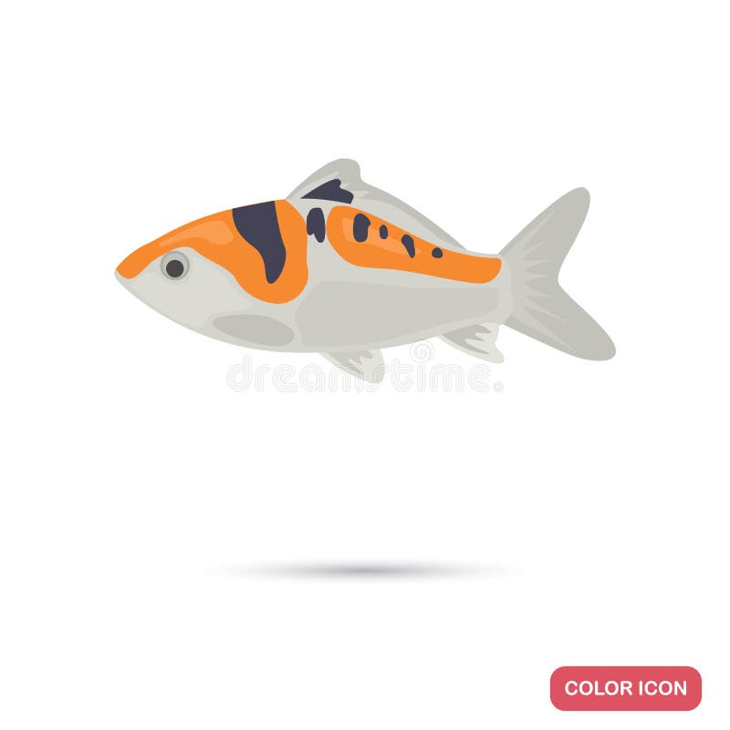 Carp Coi Color Flat Icon Set Stock Vector - Illustration of scales ...