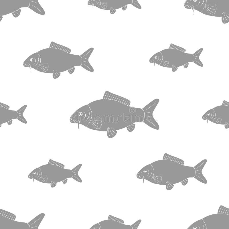 Carp of Different Sizes. Seamless, Black and White Abstract Vector ...