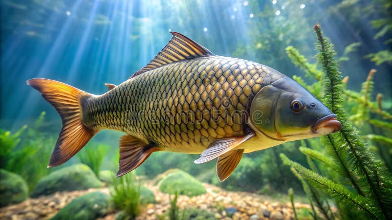 Carp Fish Realistic Image Under the Water Close Up View. Generative AI ...