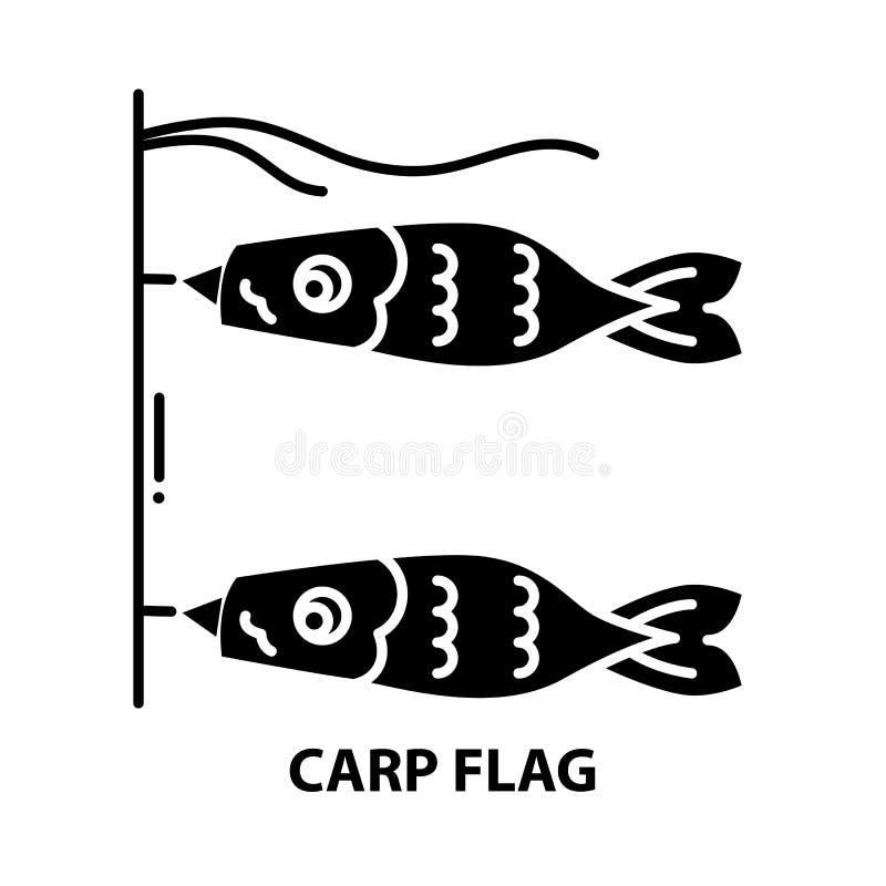 Carp Flag Icon, Black Vector Sign with Editable Strokes, Concept ...