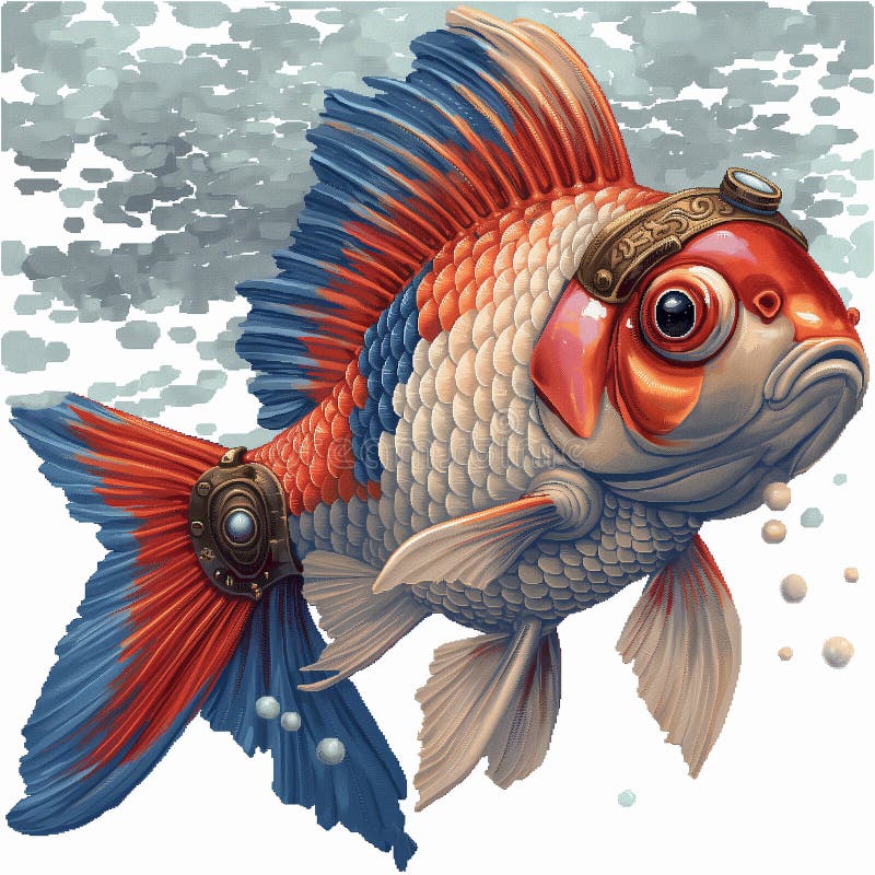 A Carp Koi Fish in Warrior Helmet Stock Illustration - Illustration of ...