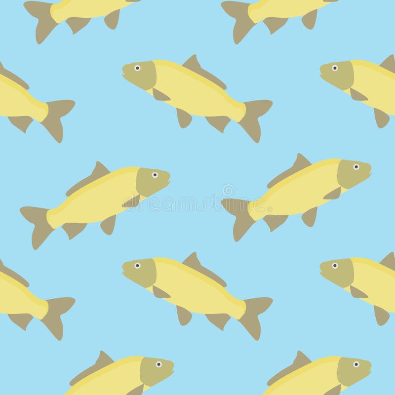 Carp Seamless Pattern. Gold Fish Seamless Pattern Vector Illustration ...