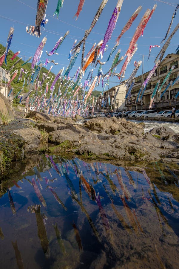 Carp Streamer Flying in the Sky Stock Photo - Image of landscape, japan ...