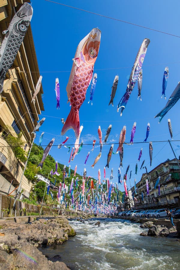Carp Streamer Flying in the Sky Stock Image - Image of japan, town ...