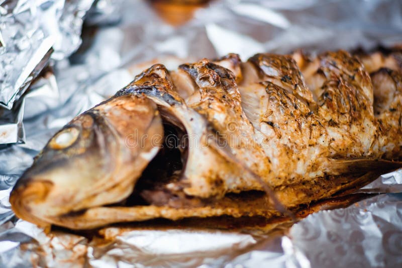 Carp Whole Foil Dinner Food. Healthy Stock Image - Image of cherry ...