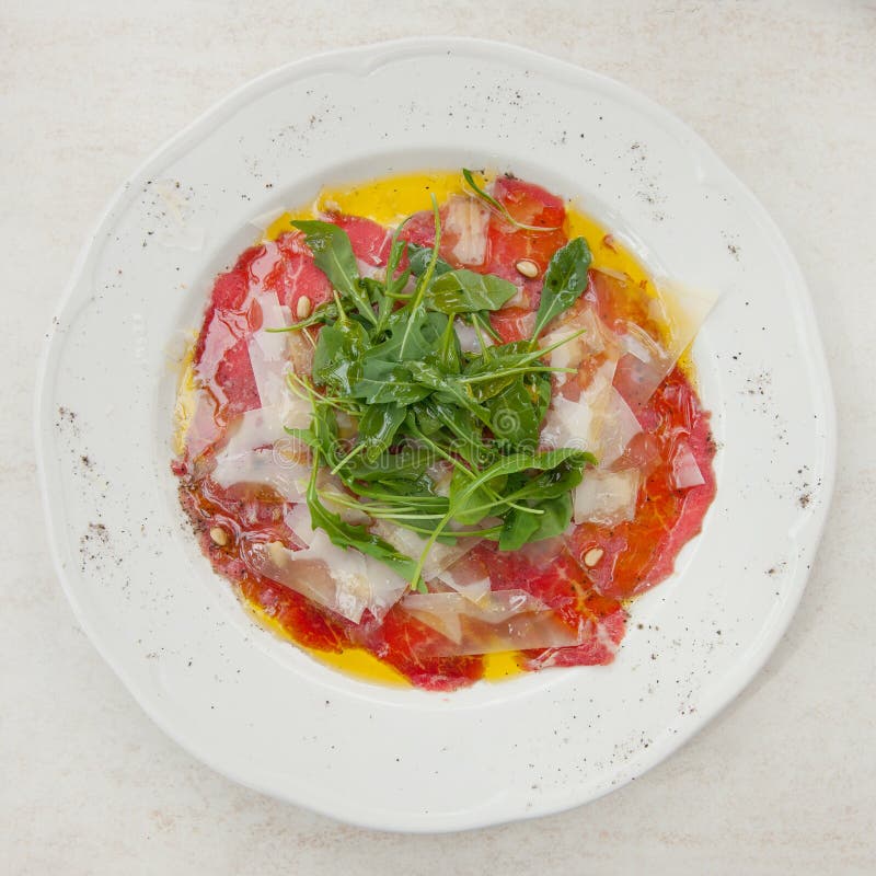Carpaccio stock photo. Image of taste, food, herb, rucola - 78773848