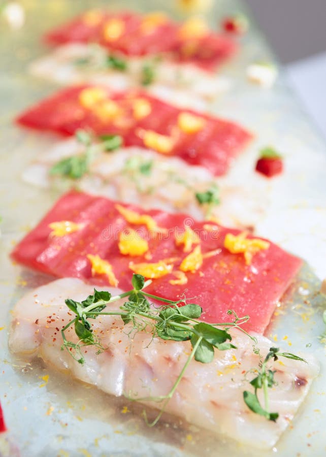Seabass carpaccio stock photo. Image of salad, herb, parsley - 15699348