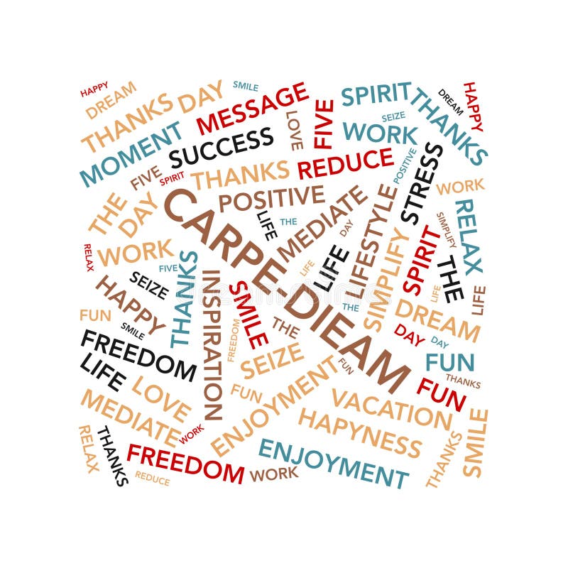 Carpe Diem Word Cloud on White Stock Illustration - Illustration of ...