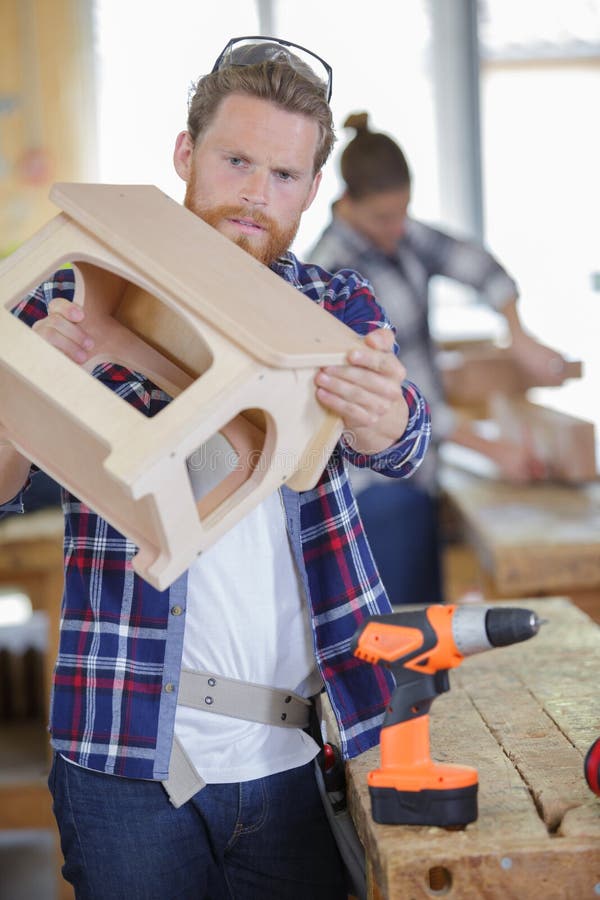 Carpenter Checking House Model Assemble Stock Photo - Image of ...