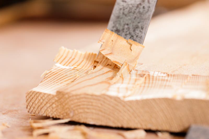 Carpenter with Chisel and Hammer Stock Photo - Image of work, maker ...