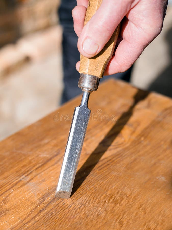 Carpenter with Chisel and Hammer Stock Image - Image of carpenter, work ...