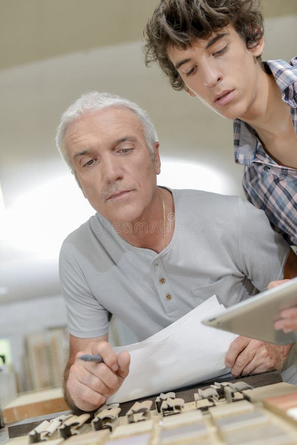 Carpenter Choosing Colour Scheme Stock Photo - Image of color, project ...